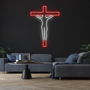 Jesus Cross Led Sign, Cross Jesus Neon Sign, Wall Decor, Cross Neon ...