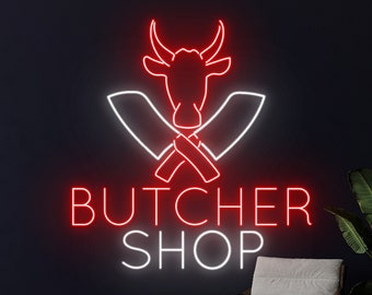 Butcher Shop Neon Sign, Meat Store Led Light, Butcher Neon Light ...