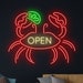 Crab Open Neon Sign, Open Crab Led Sign, Crab Led Light, Crab Neon ...
