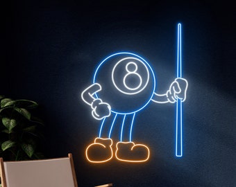 Billiards 8 Neon Sign, Billiards 8 Ball Pool Led Light, Pool Table Game ...