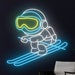 Astronaut Winter Skiing Neon Sign, Snow Skiing Astronaut Led Sign ...
