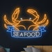 Seafood Crab Neon Sign, Crab Seafood Led Sign, Crab Led Light, Crab ...