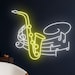 Saxophone Led Sign, Saxophone Neon Light, Saxophone Live Music Neon ...
