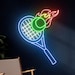 Tennis Fire Ball Racket Neon Sign, Tennis Burning Ball Neon Light ...