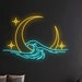 Custom Moon Ocean Waves Neon Sign, Sea Wave Moon Led Sign, Beach Led ...