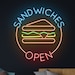 Sandwich Open Neon Sign, Open Sandwich Led Sign, Sandwich Led Light ...