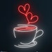 Coffee Heart Neon Sign, Coffee Cup Neon Light, Cafe LED Light, Tea Cup ...