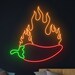 Fire Chili Neon Sign, Flaming Chili LED Light, Burning Chili Neon Light ...