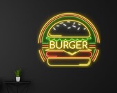 Burger Neon Sign Burger Neon Light Burger Led Light Fast - Etsy