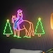 Christmas Rodeo Neon Sign, Cowgirl Rides Horse Neon Light, Cowboy Girl ...