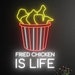 Custom Fried Chicken is Life Neon Sign, Fried Chicken Led Sign, Chicken ...