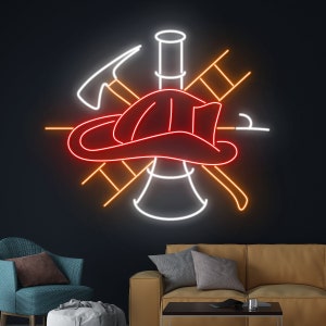 Firefighter Neon Sign, Fireman Led Sign, Fire Fighter Led Light, Fire ...