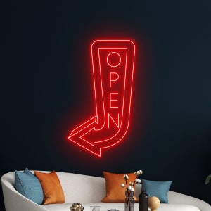 Custom Open Direction Arrow Left Neon Sign, Open Arrow Led Sign, Arrow ...