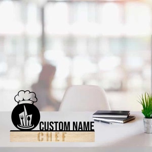 Custom Chef Desk Name Plate, Chef Metal Nameplate for Desk, Desk ...