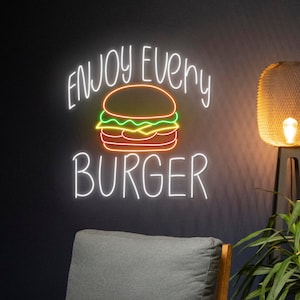 Enjoy Every Burger Neon Sign, Burgers Neon Light, Burgers Led Light ...