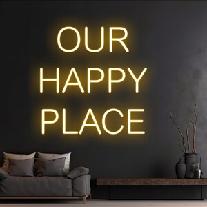 Custom Our Happy Place Neon Sign, Custom Quote Name LED Light, Nursery ...