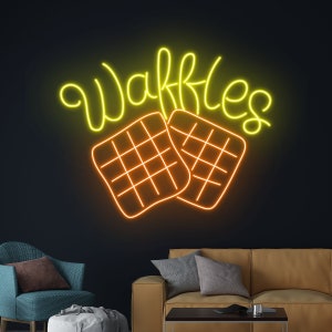Waffles Neon Sign, Waffles Led Sign, Waffle Led Light, Baking Baker ...
