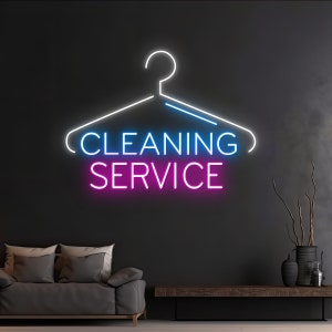Custom Cleaning Service Led Sign, Wardrobe Hanger Neon Sign, Clothes ...