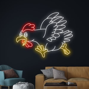 Rooster Neon Light Chicken Led Light Rooster Led Sign - Etsy