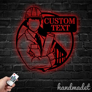 Custom Civil Engineer Metal Wall Art LED Light, Civil Engineer Metal ...