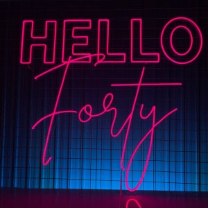 Hello Forty 40th Birthday Decorations for Her Gifts, Custom LED Neon ...