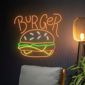 Burger Neon Sign, Burger Neon Light, Burger Led Light, Fast Food Led ...