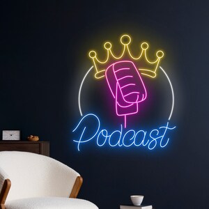Podcast Microphone Neon Sign Podcast Led Sign Podcast Radio - Etsy