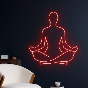Lotus Pose Yoga Neon Sign, Yoga Led Sign, Meditation Led Light, Fitness ...
