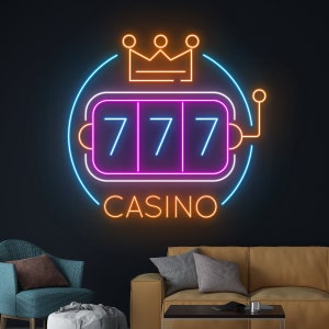 777 Casino Neon Sign, Lucky Slot Machine Led Sign, Game Player Led ...