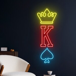 King Crown Neon Sign, Crown King Led Sign, K Crown Led Light, Royal ...