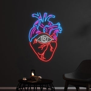 Custom Human Heart Eye Neon Sign, Human Eye Heart LED Light, Heart Neon ...