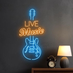 Live Music Guitar Led Sign, Guitar Live Music Neon Light, Music Player ...
