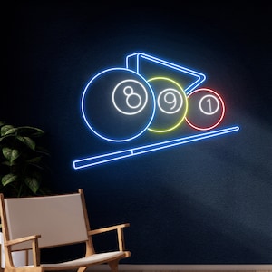 Billiards Led Sign, Billiard Neon Sign, Billiards Pool Hall Neon Light ...