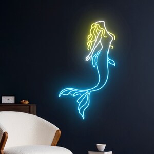 Mermaid Neon Sign, Mermaid Girl Led Sign, Mermaid Lady Neon Light ...