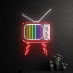 Retro TV Neon Sign, Retro Television Device Led Sign, Old TV Led Light ...