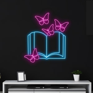 Custom Butterfly Book Neon Sign, Open Book LED Light, Magic Book Neon ...