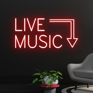 Custom Live Music Arrowhead Neon Sign, Personalized Live Music LED ...