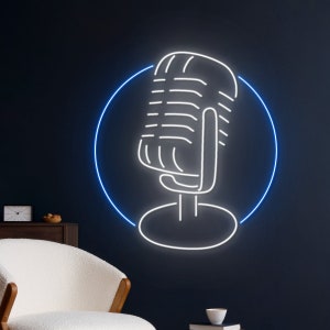 Microphone Neon Sign, Record Studio Led Sign, Radio LED Light, Podcast ...