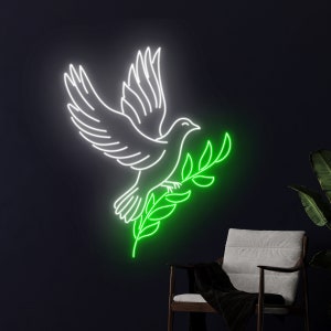 Dove Neon Sign Flying Pigeon LED Light Peace Bird Neon - Etsy