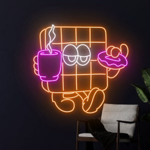 Waffle Drink Coffee Neon Sign, Waffle Led Sign, Waffle Led Light ...
