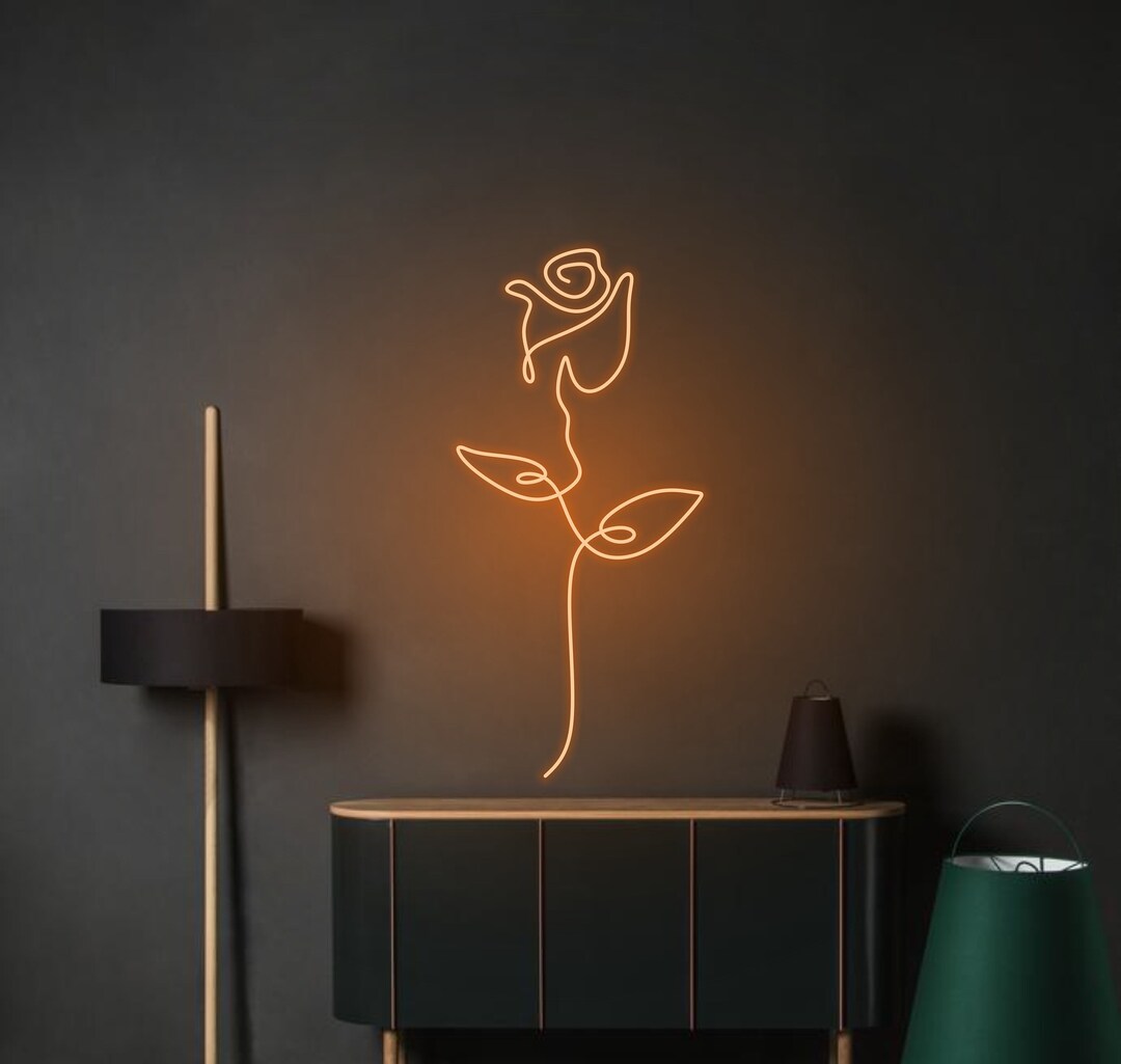 Rose Flower Neon Light Sign. LED Custom Gift for Her, Unique Hand ...