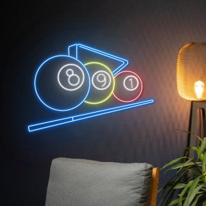 Billiards Led Sign, Billiard Neon Sign, Billiards Pool Hall Neon Light ...