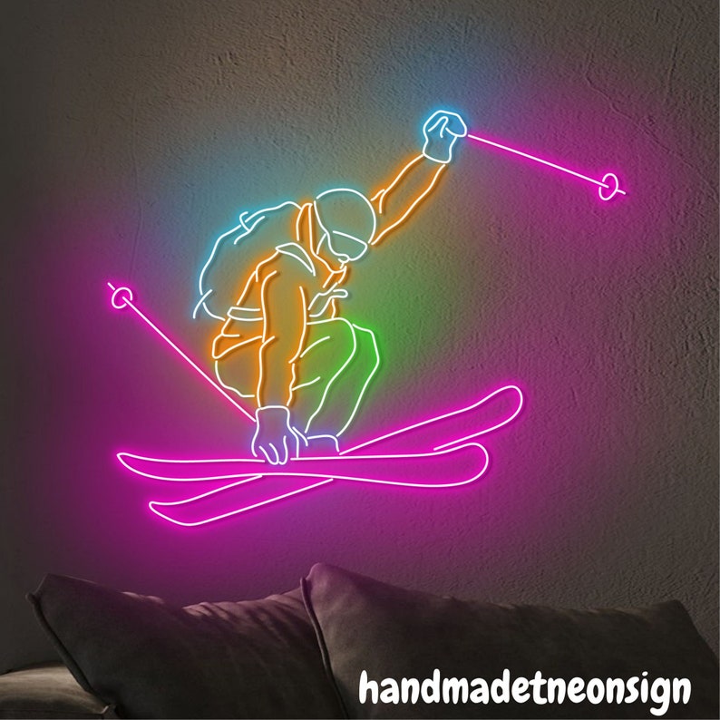Man Skiing Neon Sign, Man Skiing Led Sign, Man Skiing Neon Light ...