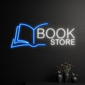 Book Store Neon Sign, Book Shop Neon Light, Bookworm LED Light, Bookish ...