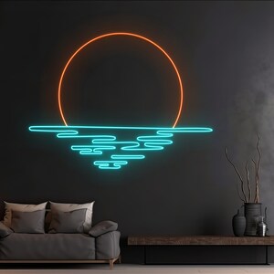 Custom Sunset Beach Neon Sign, Sunrise Island Led Sign, Sun Wave Led ...