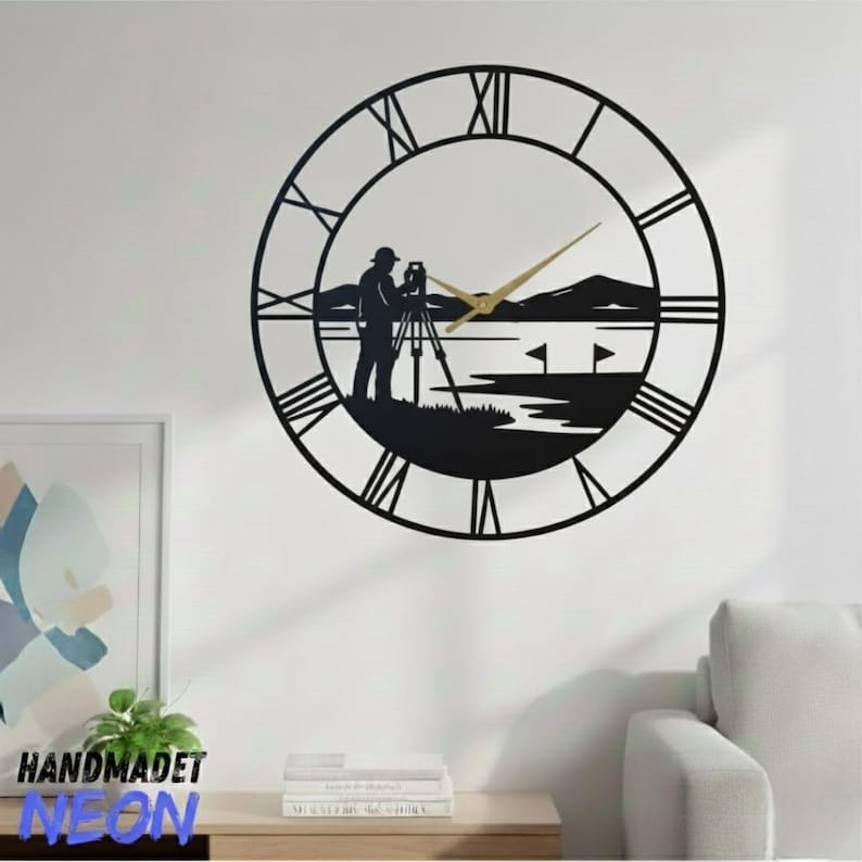 Personalized Land Surveyor Metal Wall Clock, Custom Civil Engineer Wall ...