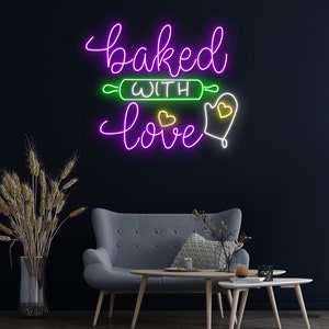 Bake With Love Neon Sign, Bakery Led Sign, Bakery Light Sign, Baking ...