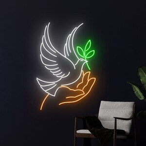 Dove Neon Sign, Flying Pigeon LED Light, Peace Bird Neon Light, Freedom ...
