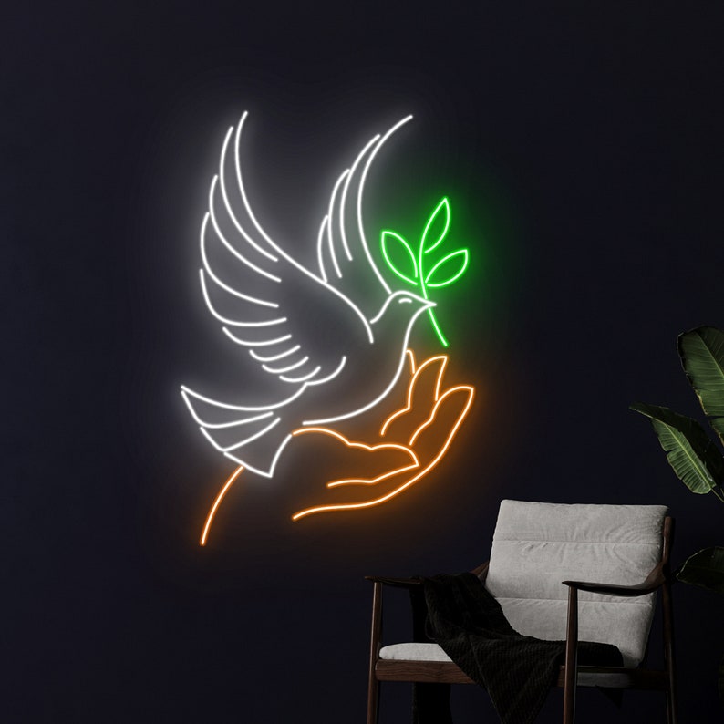 Dove Neon Sign, Flying Pigeon LED Light, Peace Bird Neon Light, Freedom ...