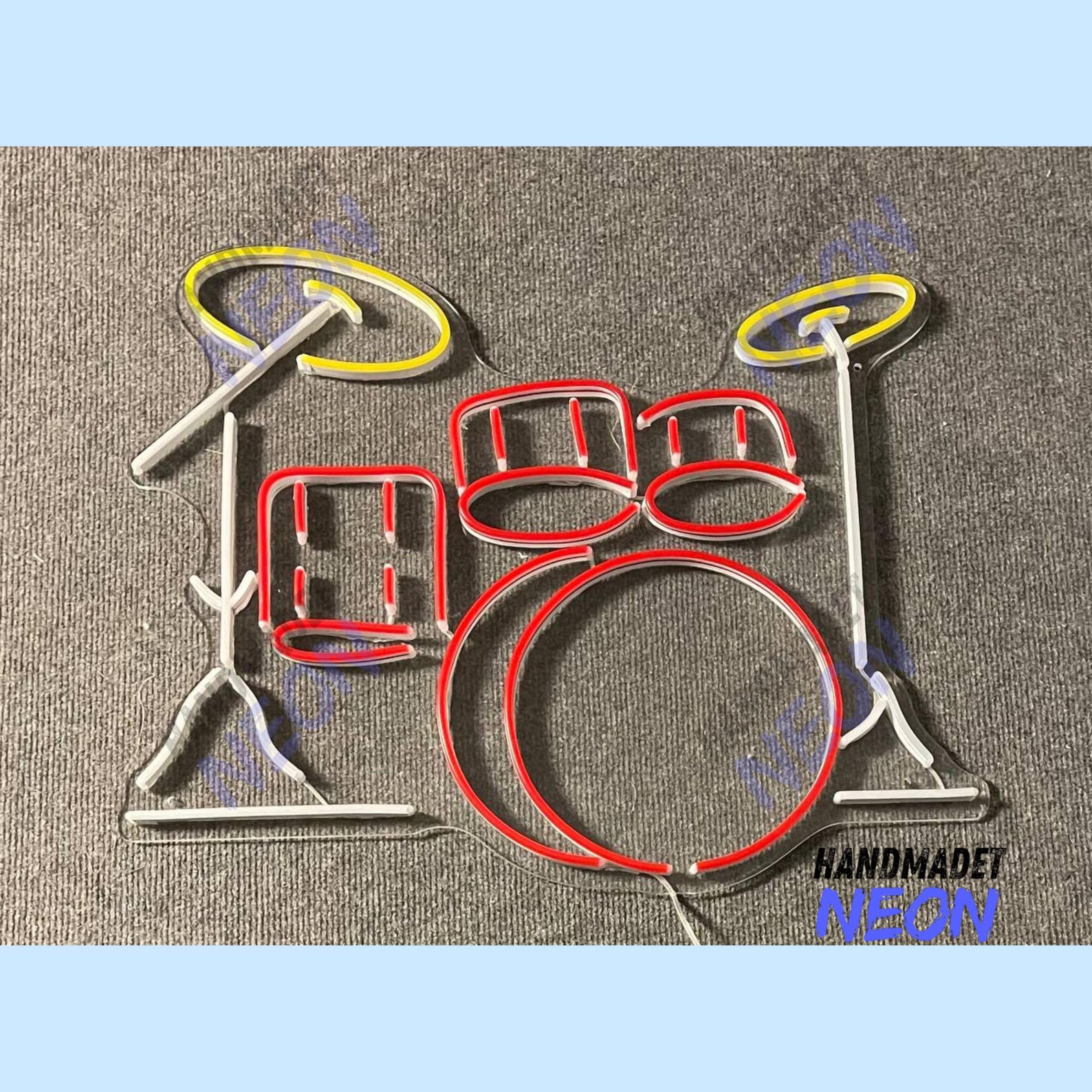 Drum Music Instrument Neon Sign, Music Theme Handmade EL Wire Neon ...